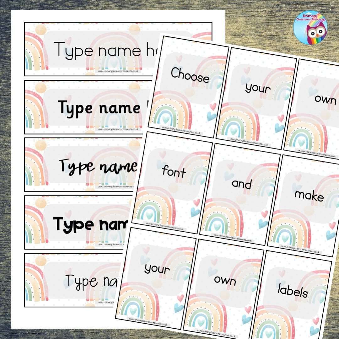 EDITABLE Name Tray & Coat Peg Labels - Pastel Rainbows 2 – Primary ...