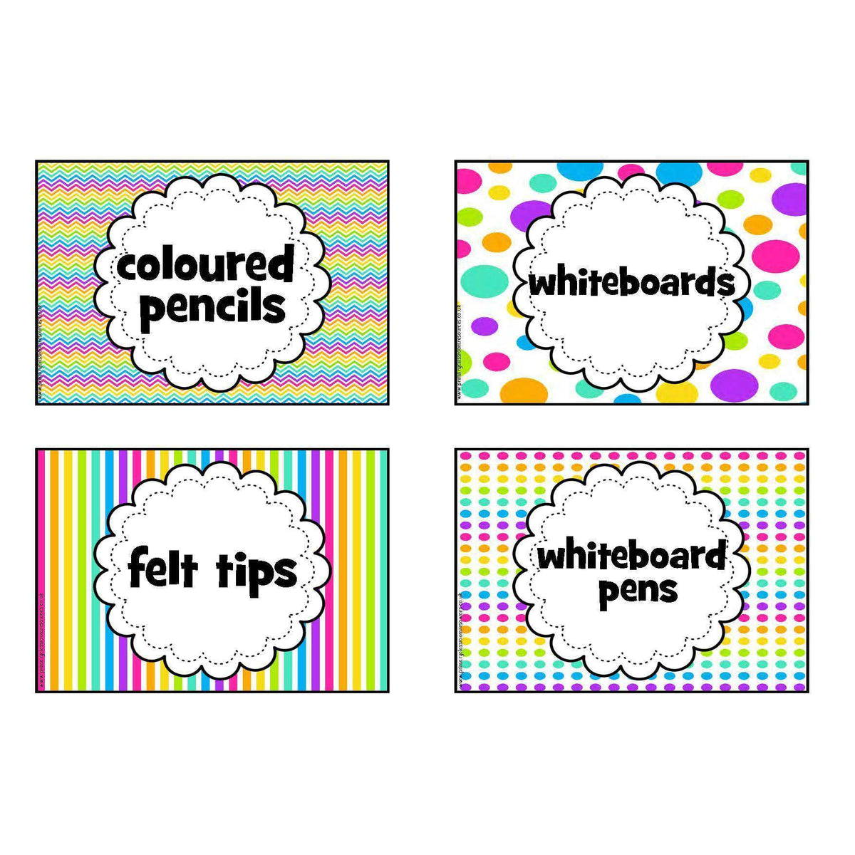 Classroom Supplies Labels - Mixed Rainbow Theme – Primary Classroom Resources