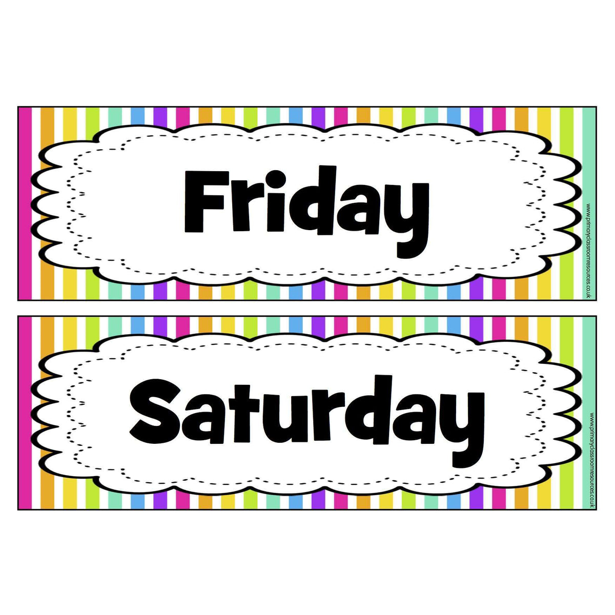 Rainbow Stripe Days of the Week Headers - Frilly Frame – Primary ...