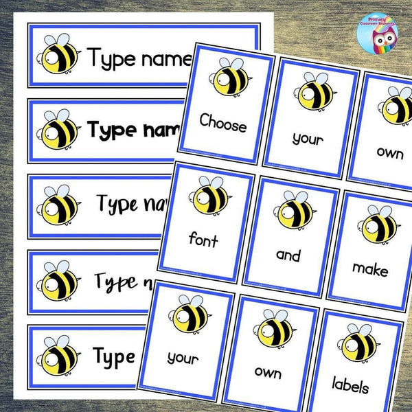 EDITABLE Name Tray & Coat Peg Labels - Busy Bees – Primary Classroom ...