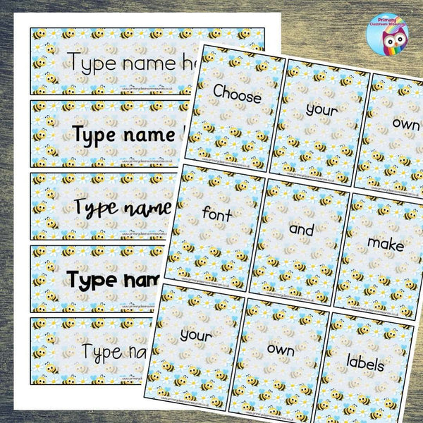 EDITABLE Name Tray & Coat Peg Labels - Cute Bees – Primary Classroom ...