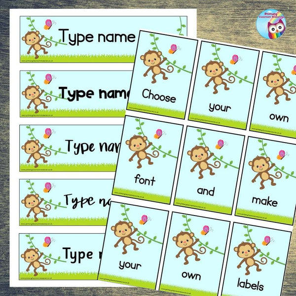 EDITABLE Name Tray & Coat Peg Labels - Cute Monkeys – Primary Classroom ...