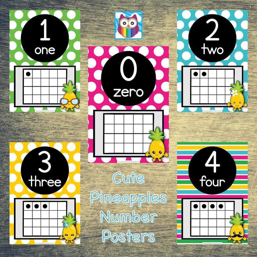 Cute Pineapples Number Posters – Primary Classroom Resources
