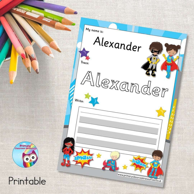 EDITABLE Name Writing Cards - Superheroes – Primary Classroom Resources
