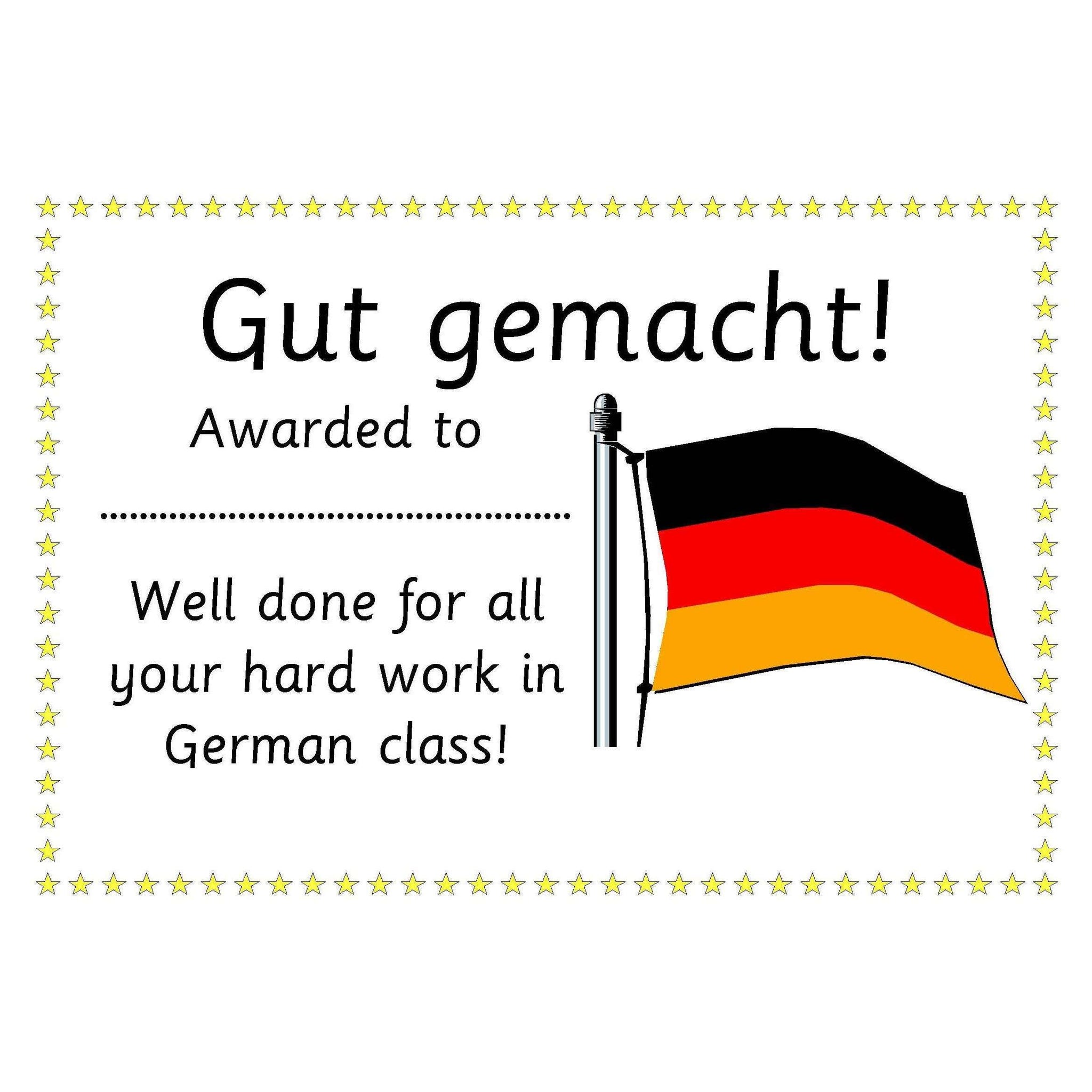 German Certificates – Primary Classroom Resources