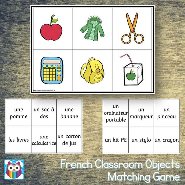 French Classroom Objects Matching Game – Primary Classroom Resources
