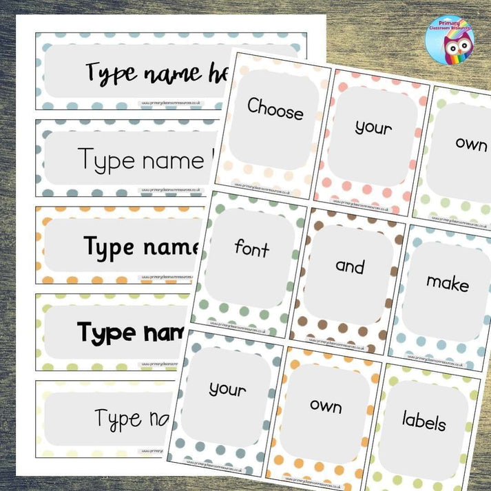 EDITABLE Name Tray & Coat Peg Labels - Pastel Polka Dots – Primary ...