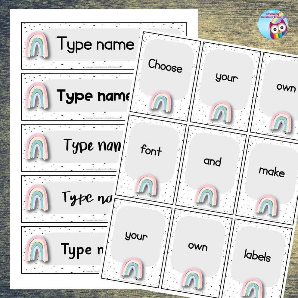 EDITABLE Name Tray & Coat Peg Labels - Pastel Rainbows – Primary ...