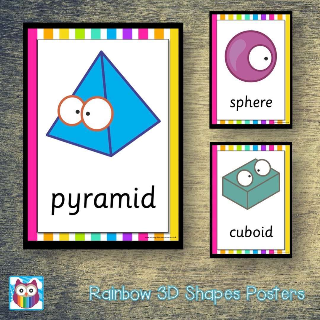Rainbow 3D Shapes Posters – Primary Classroom Resources