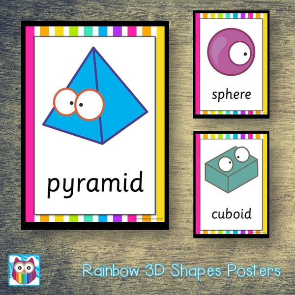Rainbow 3D Shapes Posters – Primary Classroom Resources