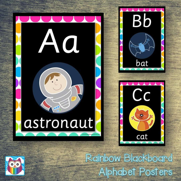 Alphabet Classroom Display Posters - Rainbow Blackboard – Primary ...