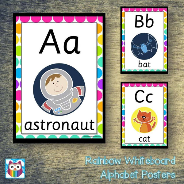 Rainbow Whiteboard Alphabet Posters – Primary Classroom Resources