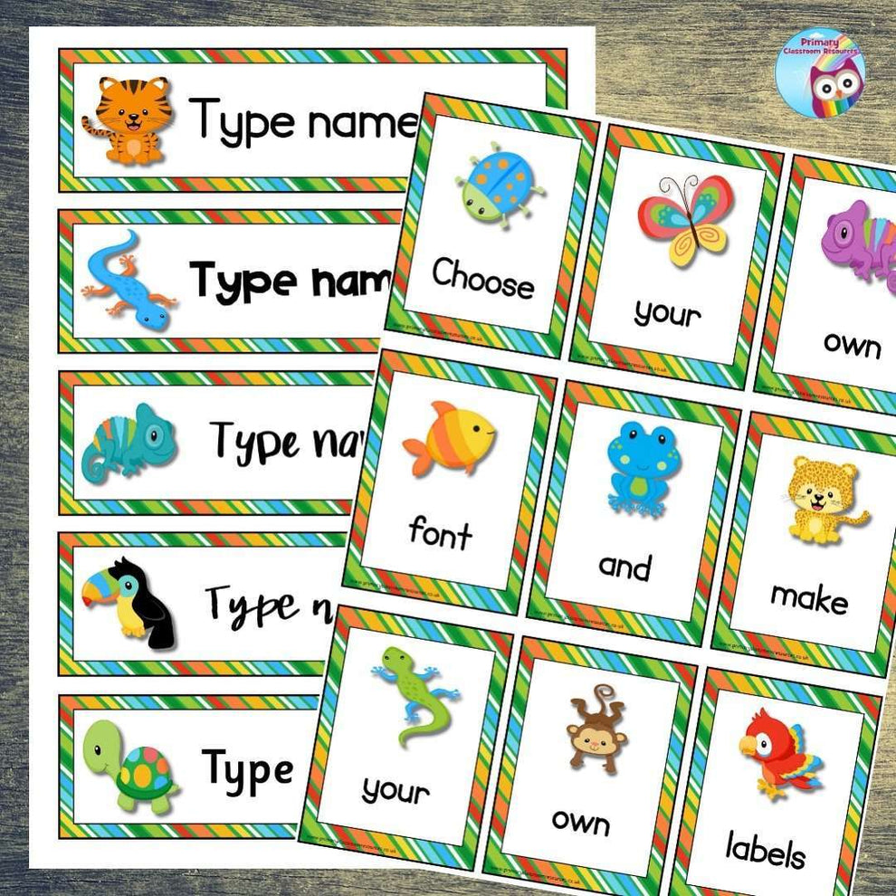 EDITABLE Name Tray & Coat Peg Labels - Rainforest Animals – Primary ...