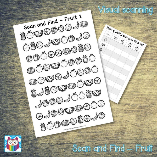 Scan and Find - Fruit - Visual Scanning Activity – Primary Classroom ...