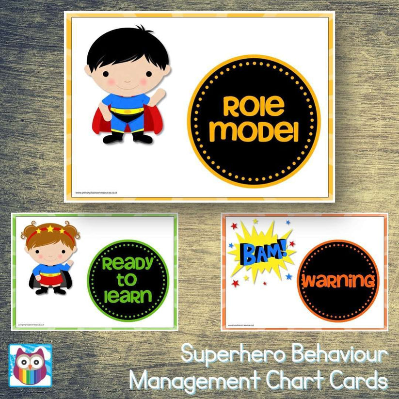 Superhero Behaviour Management Chart Cards – Primary Classroom Resources