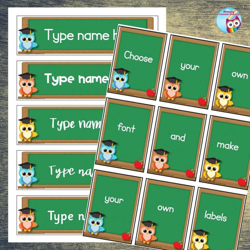 EDITABLE Name Tray & Coat Peg Labels - Wise Owl – Primary Classroom ...