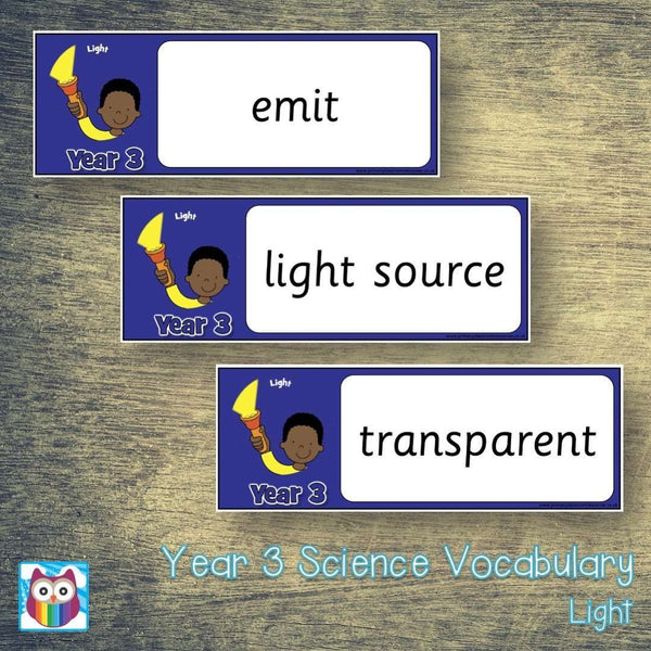 Year 3 Science Vocabulary - Light – Primary Classroom Resources