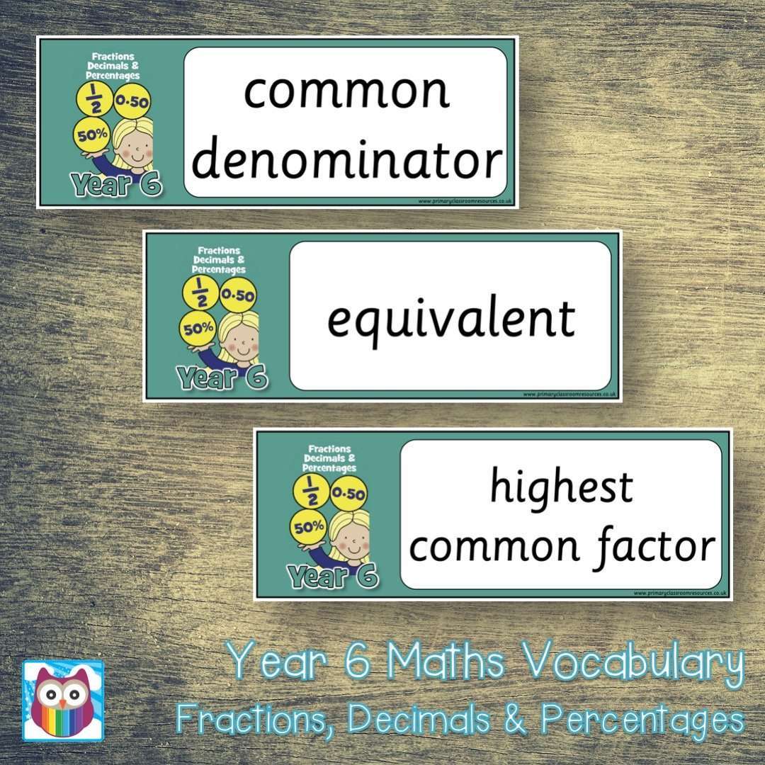 Year 6 Maths Vocabulary - Fractions, Decimals and Percentages – Primary ...