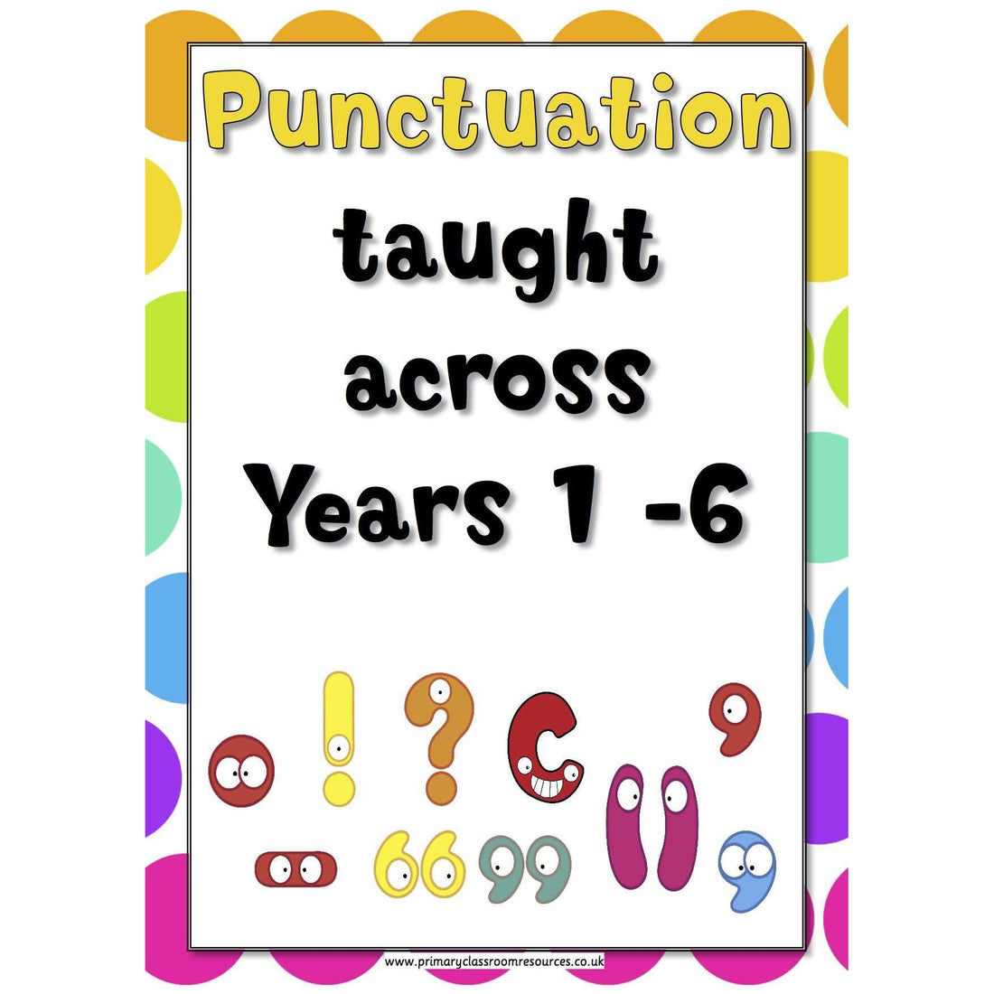 Punctuation Across the Years Classroom Poster Pack A3 Laminated ...