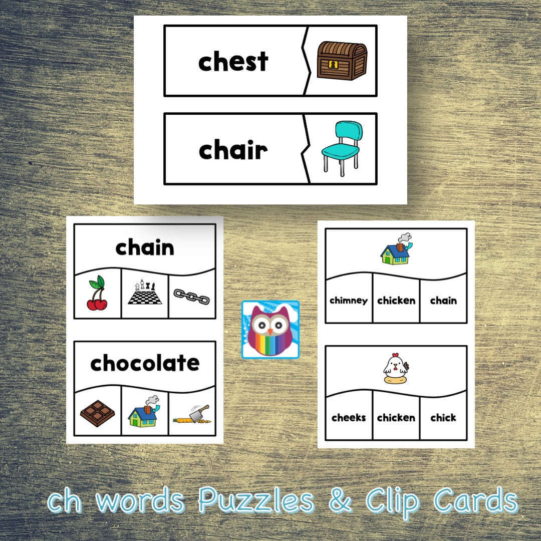 ch Words - Puzzles and Clip Cards – Primary Classroom Resources