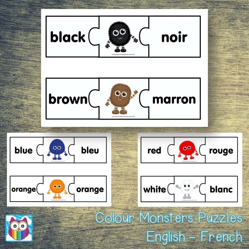 Colour Monsters Puzzles - English French – Primary Classroom Resources