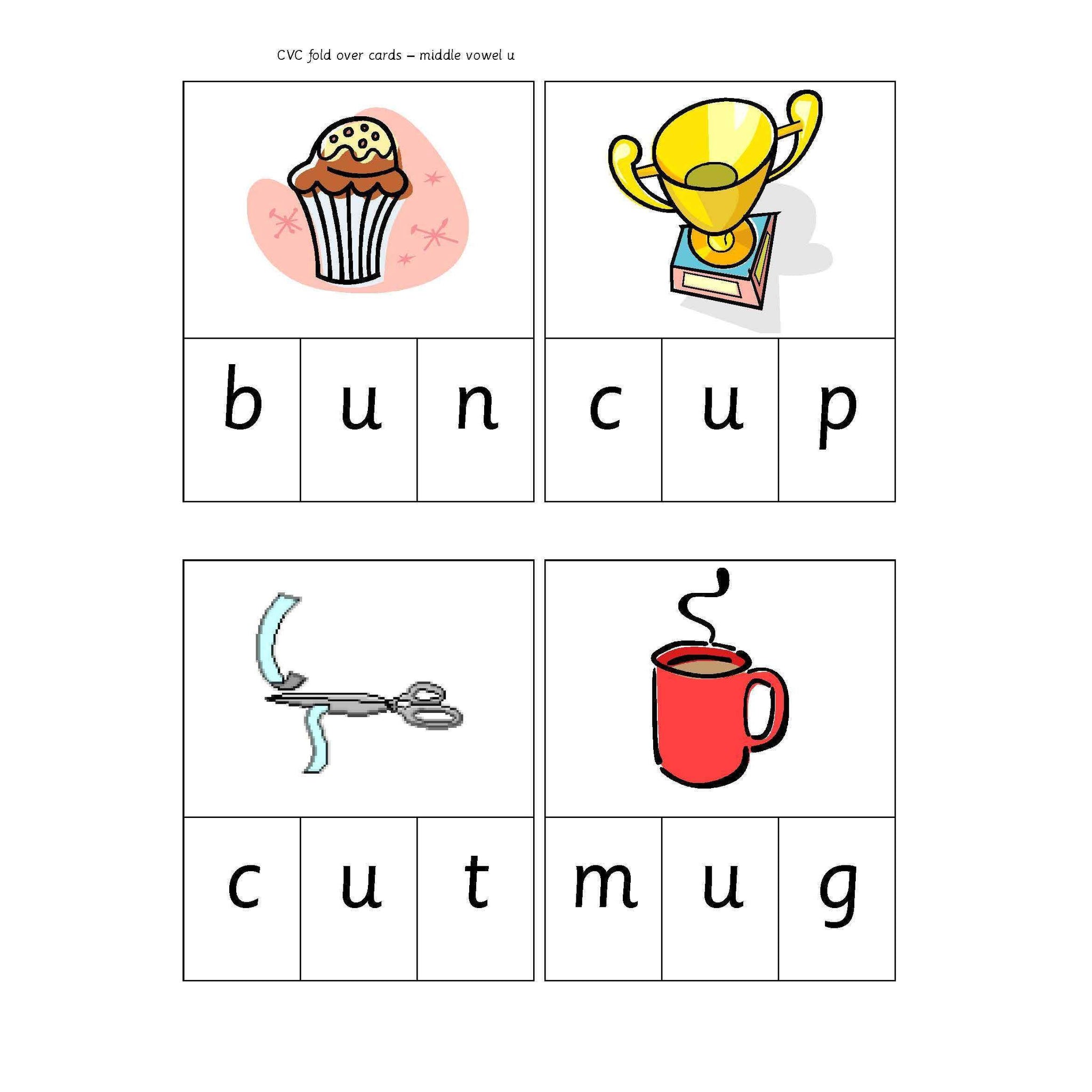 CVC Foldovers Middle U – Primary Classroom Resources