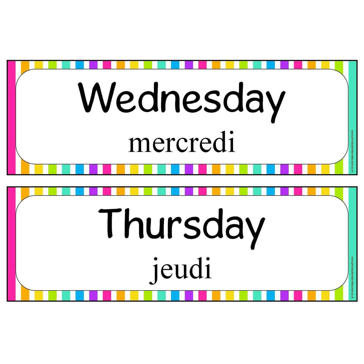 French - English Days of the Week – Primary Classroom Resources