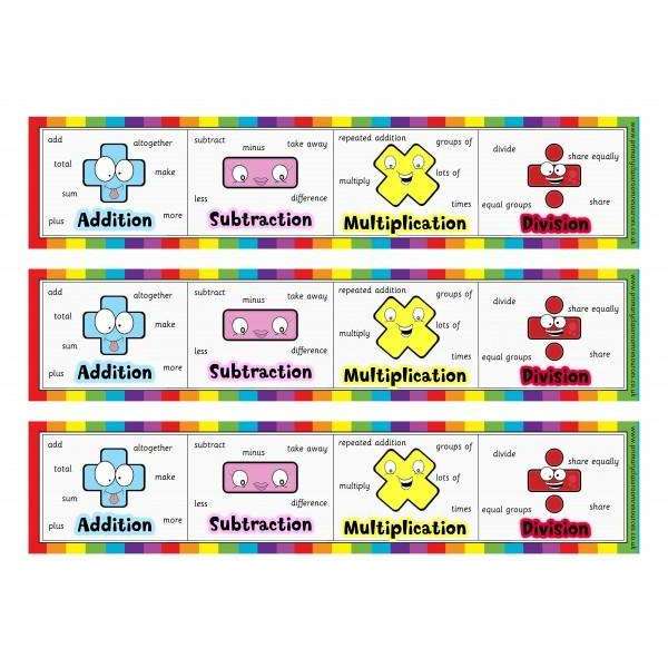 Funky Maths Vocabulary Bookmarks – Primary Classroom Resources