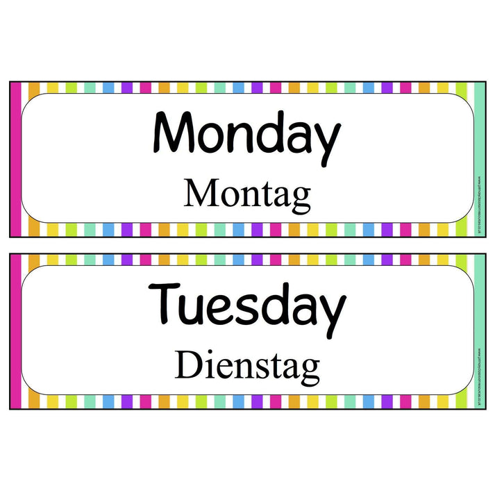 German - English Days of the Week – Primary Classroom Resources