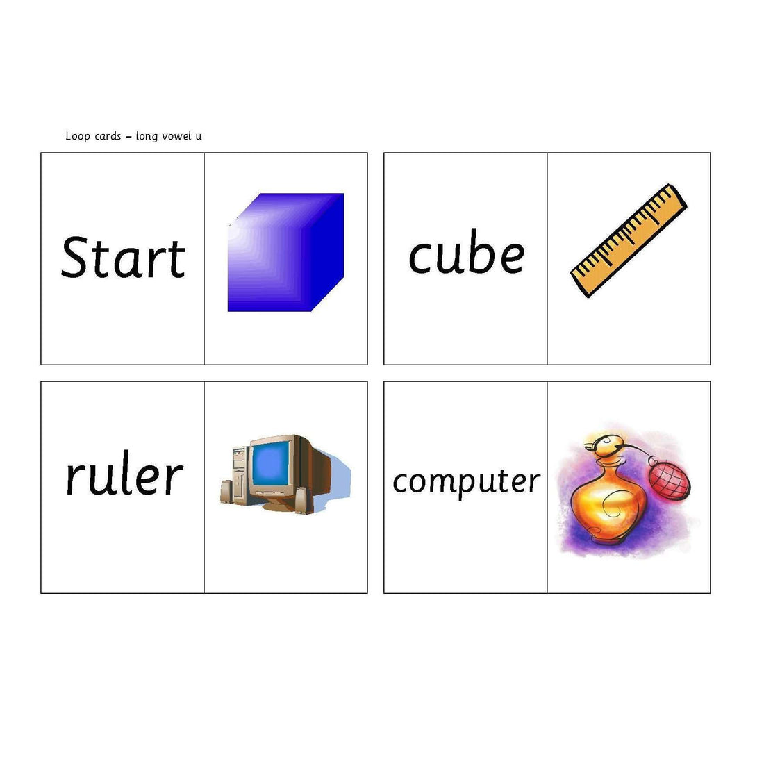 Long Vowel U Loop Cards – Primary Classroom Resources