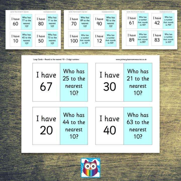 Rounding to the nearest 10 (2 digit numbers) - Loop Cards – Primary ...