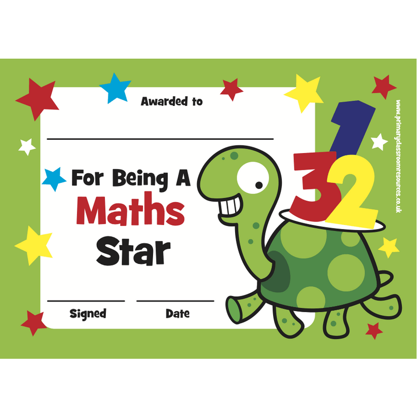 Maths Star - Classroom Reward Certificate – Primary Classroom Resources
