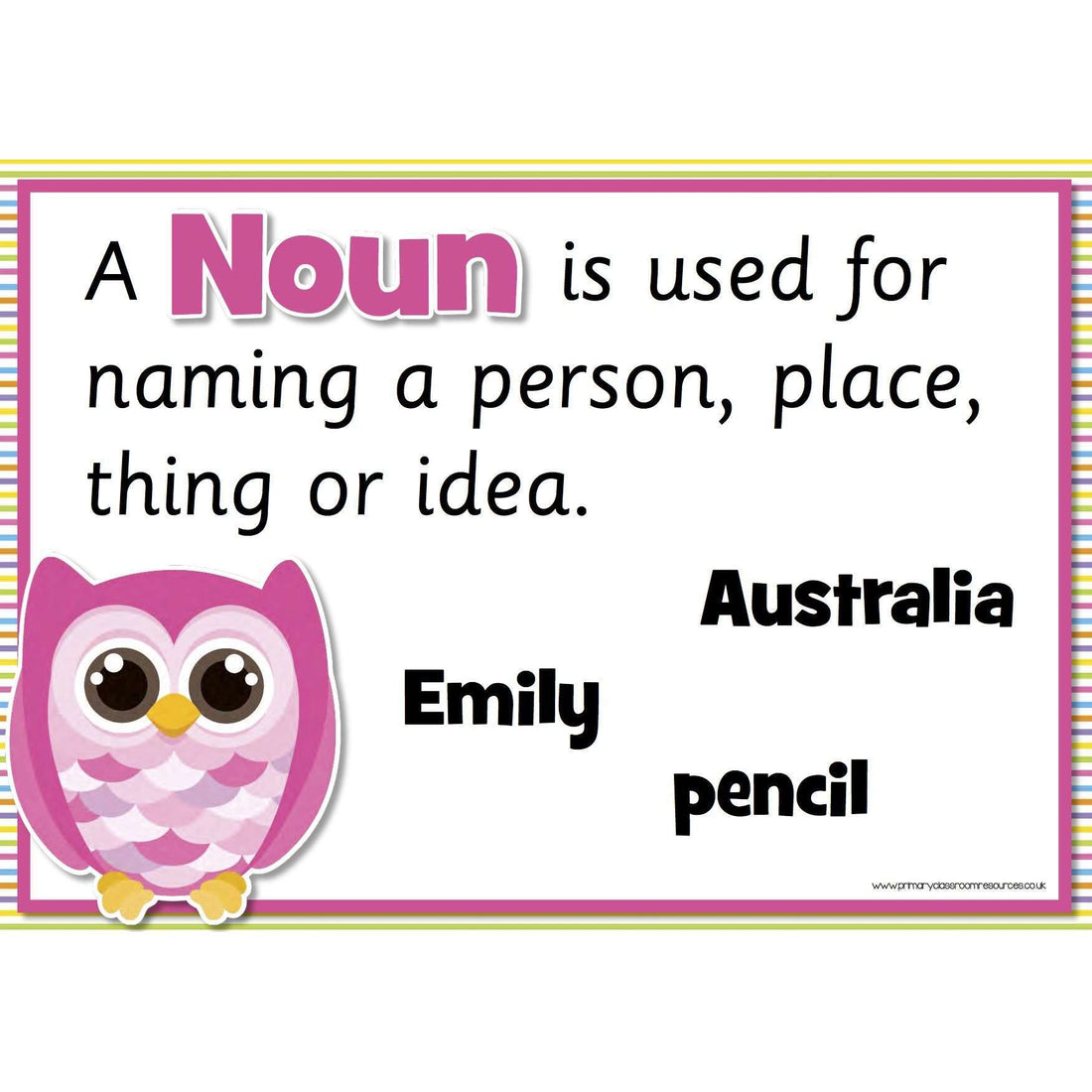 Owl Parts of Speech Posters – Primary Classroom Resources