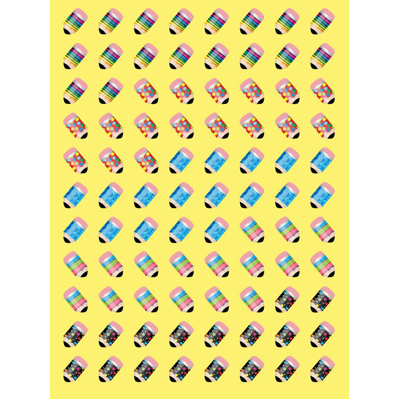 Poppin Patterns Pencils Hot Spots Chart Seal Classroom Reward Stickers ...