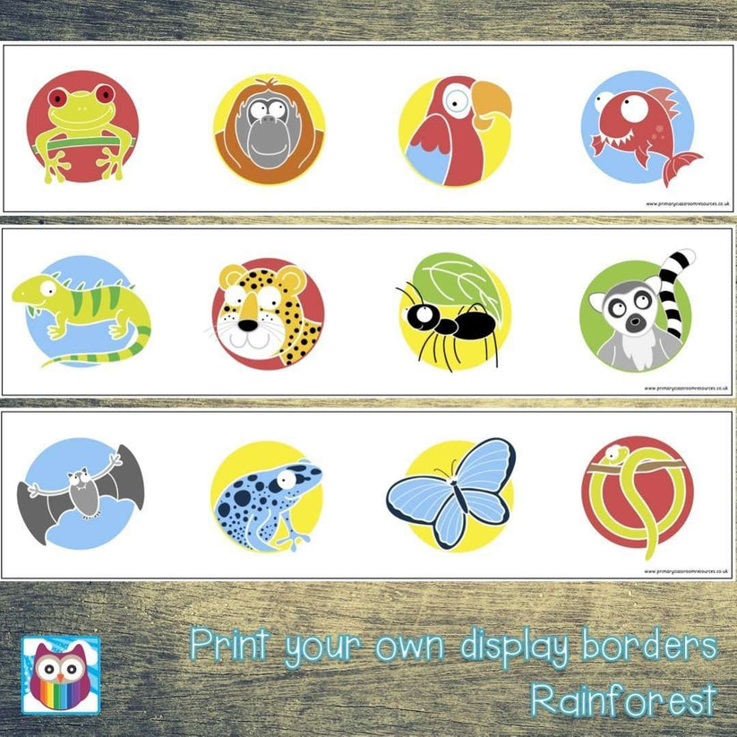 Print Your Own Rainforest Animals Classroom Display Borders – Primary ...