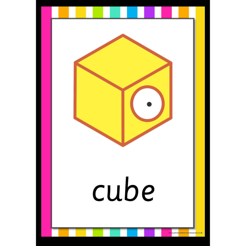 Rainbow 3D Shapes Posters – Primary Classroom Resources
