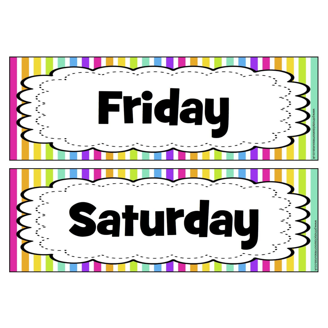Rainbow Stripe Days of the Week Headers - Frilly Frame – Primary ...
