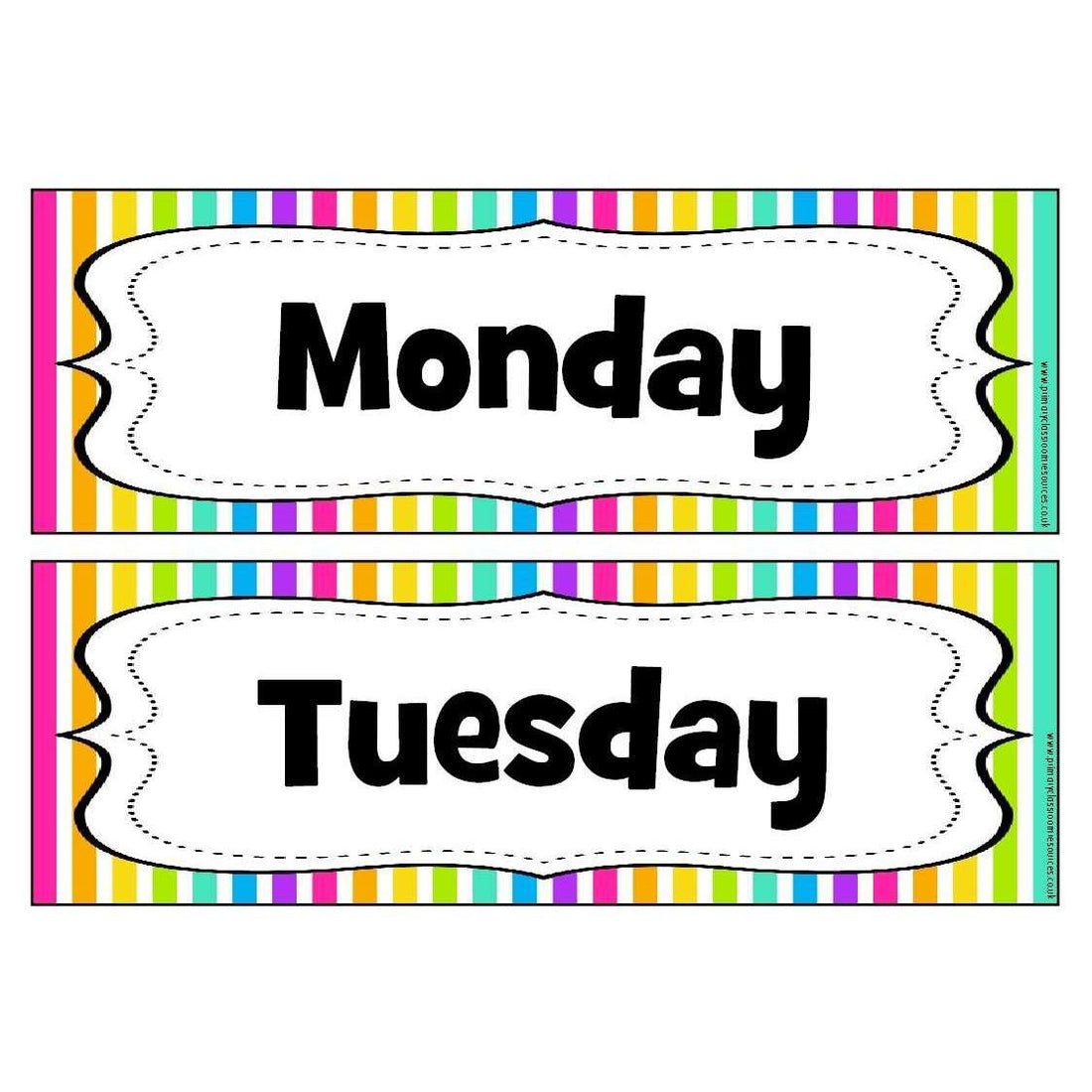 Rainbow Stripe Days of the Week Headers – Primary Classroom Resources