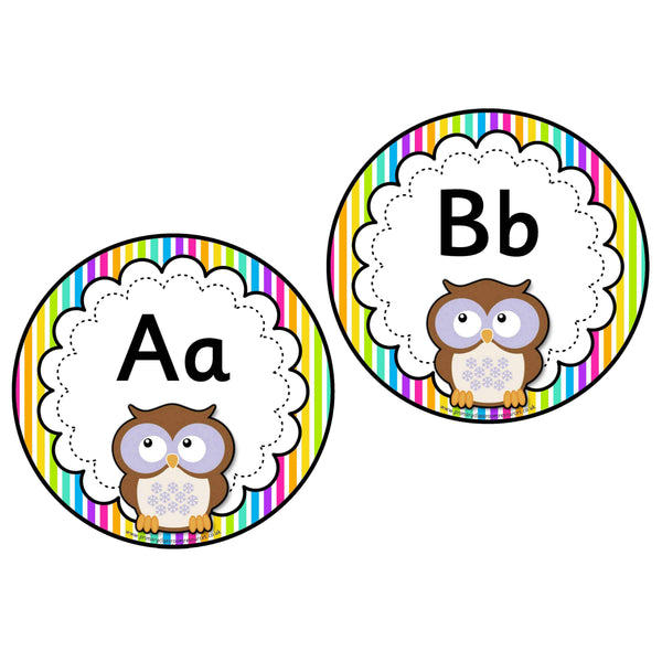 Rainbow Stripe Owl Word Wall Headers – Primary Classroom Resources