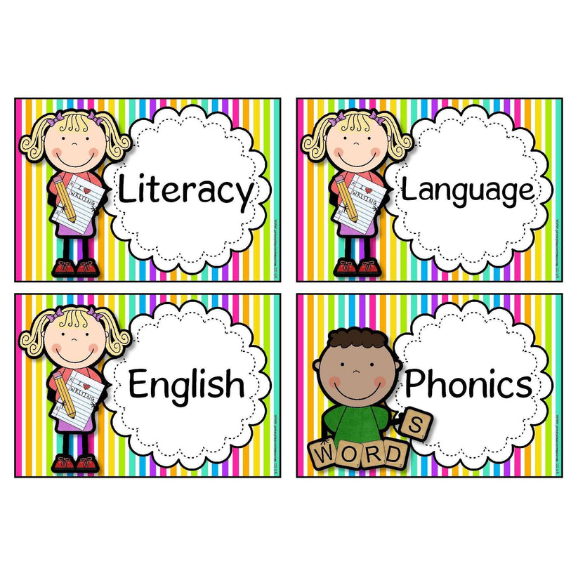 Rainbow Stripe Visual Timetable Cards – Primary Classroom Resources