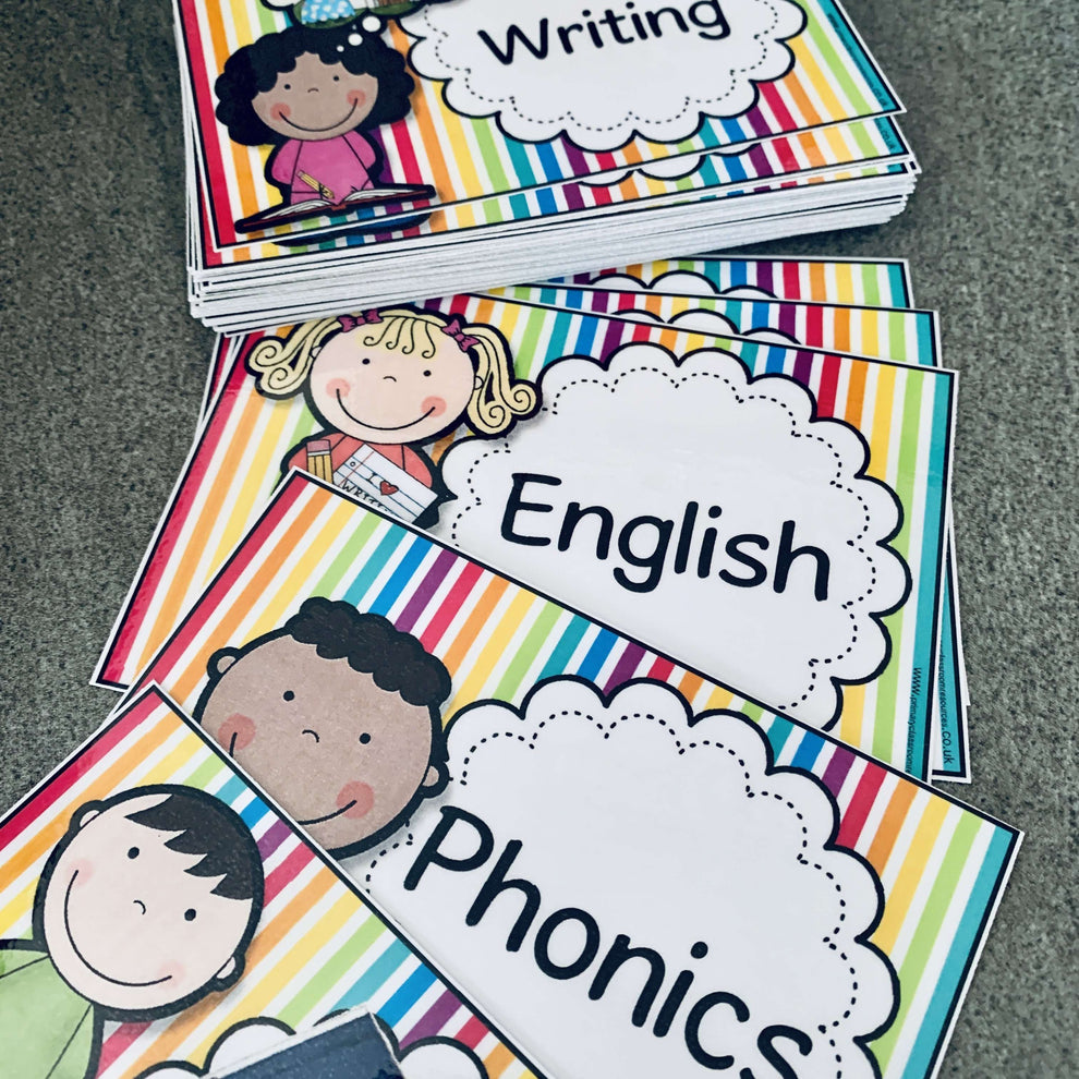 Rainbow Stripe Visual Timetable Cards – Primary Classroom Resources