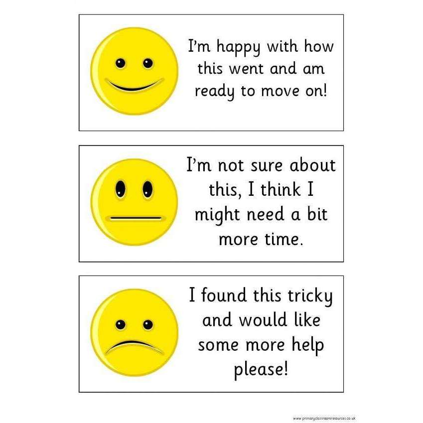Self Evaluation Smiley Faces