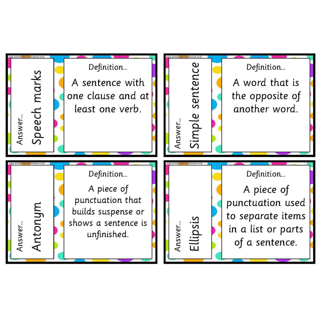 SPaG Loop Cards - Set 1 – Primary Classroom Resources