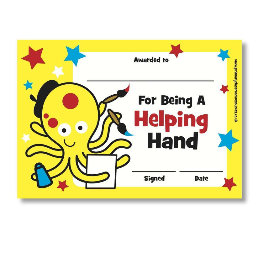 Helping Hand Sticky Certificates – Primary Classroom Resources