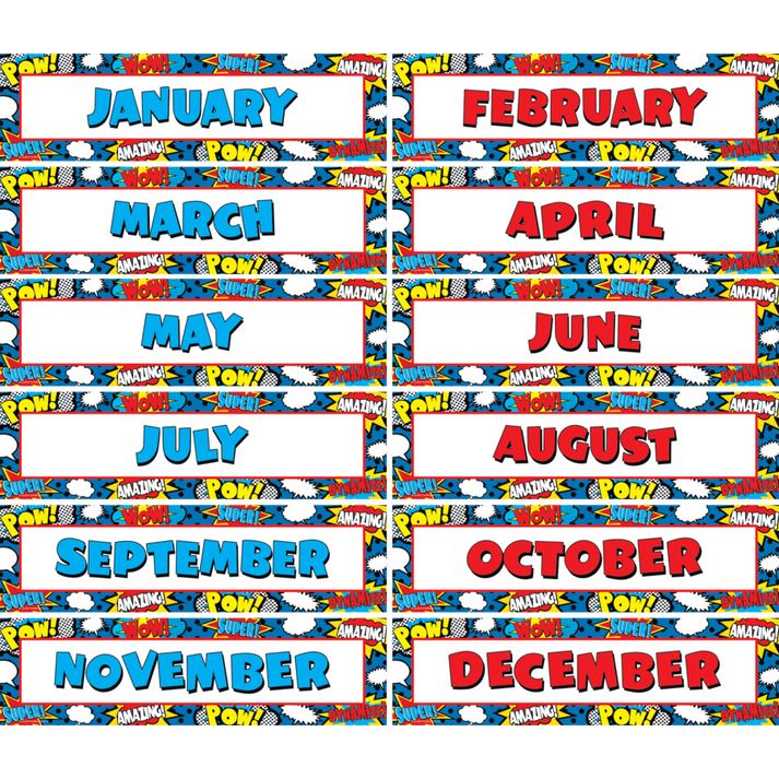 Superhero Monthly Mini Classroom Display Set – Primary Classroom Resources
