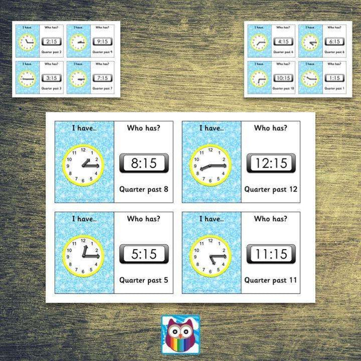 Time Loop Cards - Quarter Past – Primary Classroom Resources