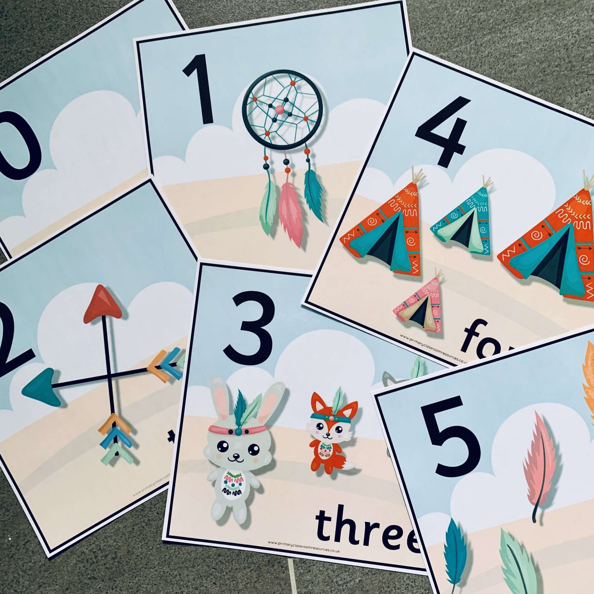 Tribal Themed Number Cards – Primary Classroom Resources