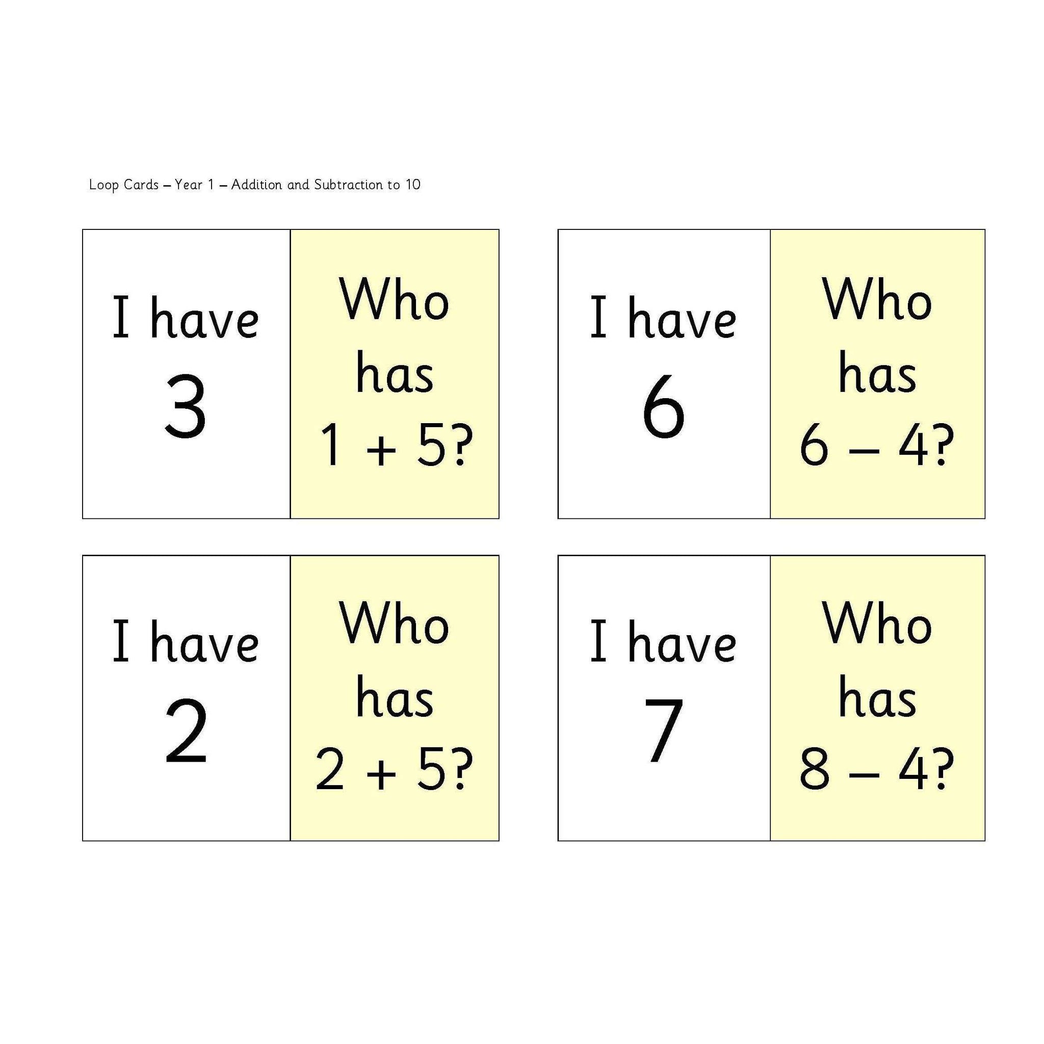 Year 1 Loop Cards – Primary Classroom Resources