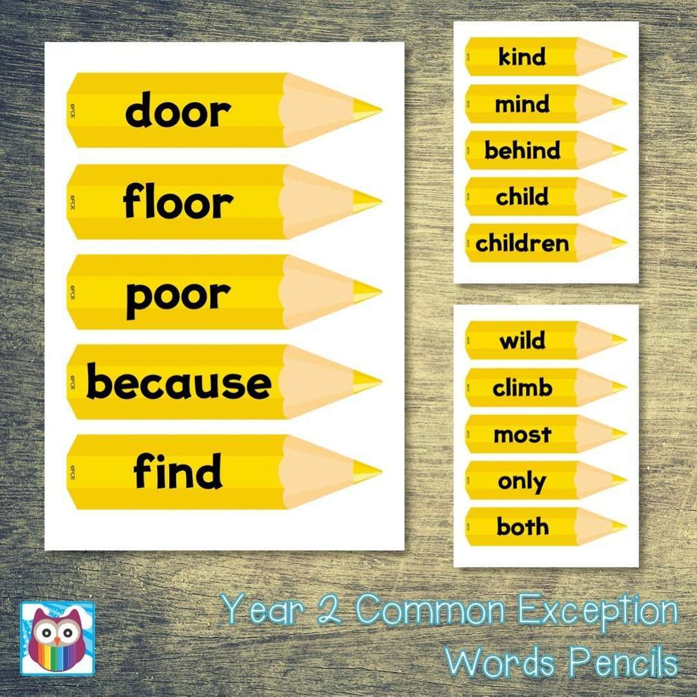 Year 2 Common Exception Words Pencils – Primary Classroom Resources