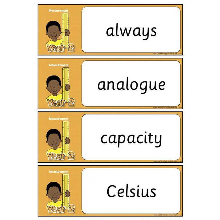 Year 2 Maths Vocabulary - Measurement – Primary Classroom Resources